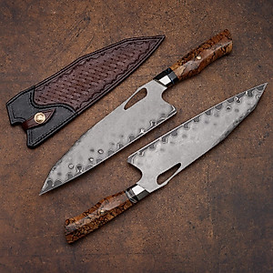 FZIZUO Damascus steel Japanese chef's knife, Skd11 Sanhe Steel professional handmade, very sharp Japanese cleaver, suitable for restaurant kitchen knives and home cooking knives