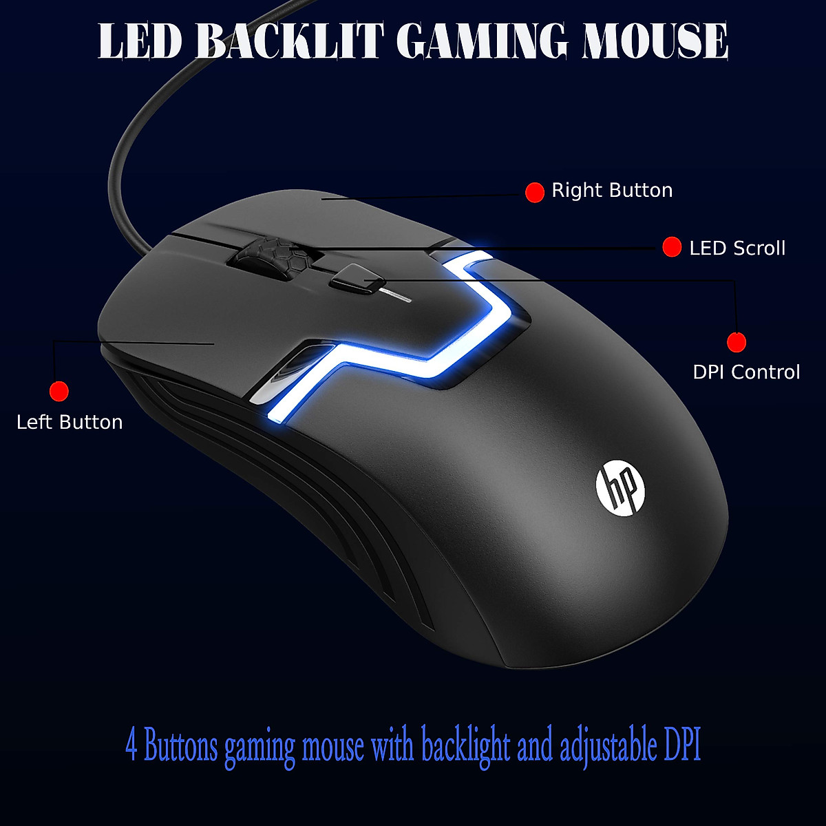 HP RGB Backlit Wired Gaming Keyboard and Mouse Combo