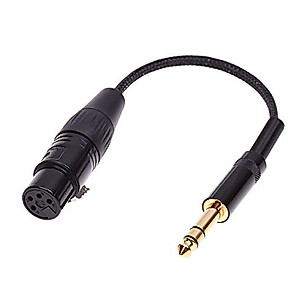 GAGACOCC Silver Plated 1/4 6.35MM Male to 4 Pin XLR Female Balanced Headphone TRS Audio Adapter