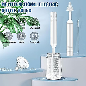 Electric Bottle Brush Set with Baby Bottle Brush Cleaner,Rechargeable Straw Cleaner Brush,Silicone Bottle Brush Kit,for Baby Bottles Pacifiers Straws Travel Bottle Brush Set