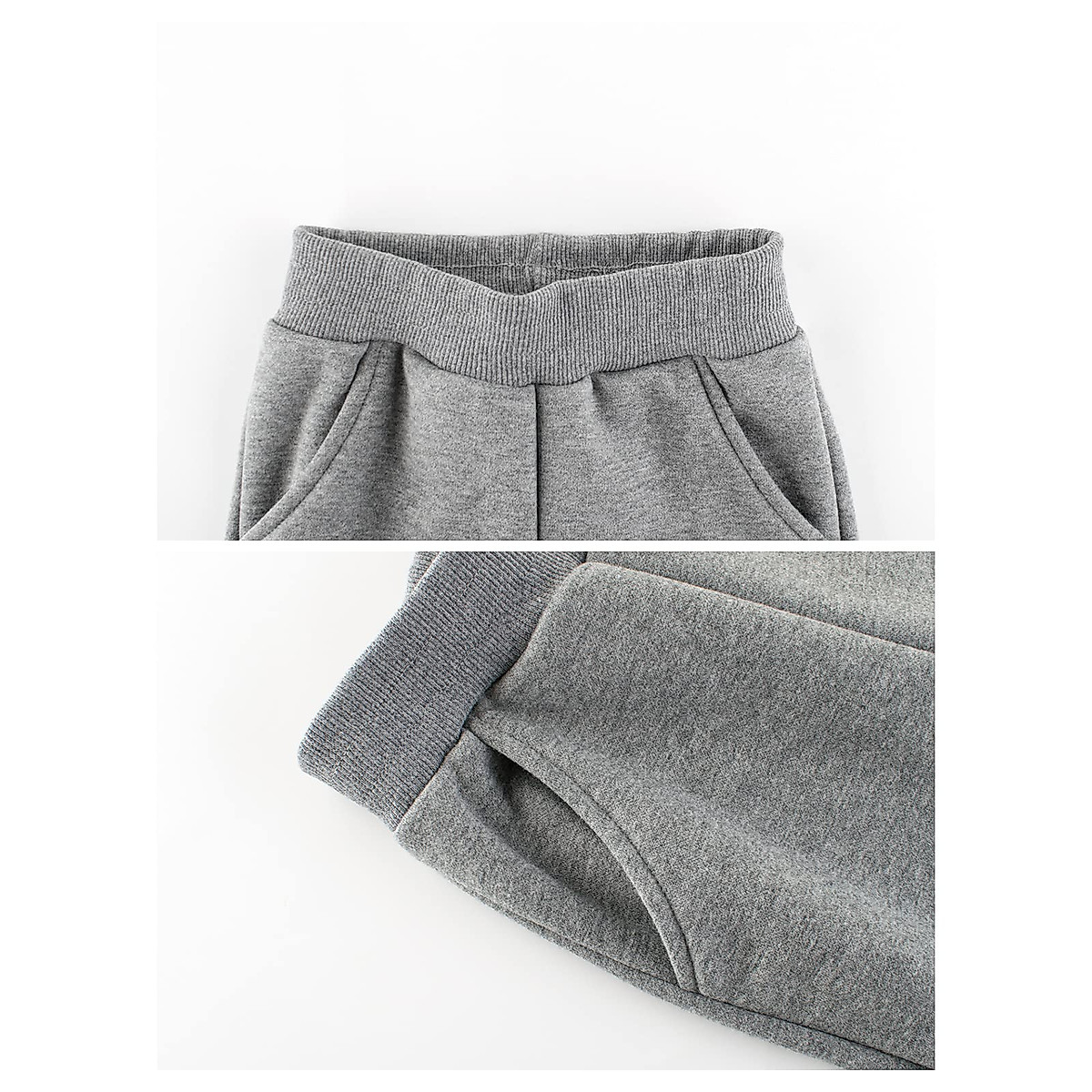 GFQLONG Toddler Boys 2 Pack Fleece Excavator Jogger Sweatpants,Baby Cartoon Winter Warm Pocket Lounging Bottoms,Black+Grey 2-3T