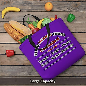 Custom Personalized Tote Bag Custom Bags Women Shoulder Handbag Dark Purple Customize Totes With Your Team Logo Text Image Customized Gifts