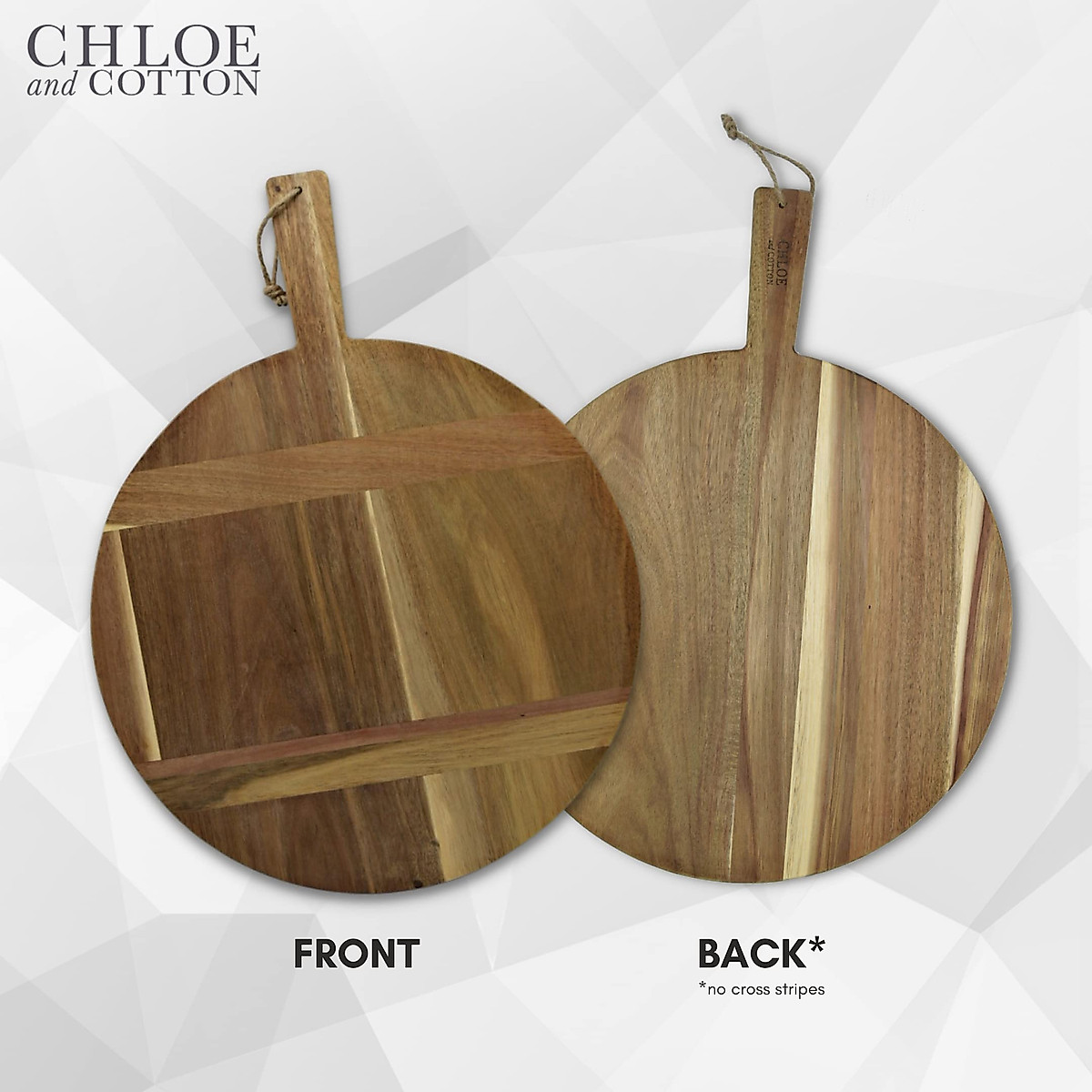 Chloe and Cotton Acacia Wood Diameter 16 Inch Oversized Serving Board | Large Cheese Board | Charcuterie Board for Serving Cheese, Meat, Crackers, and Wine | Unique Gift (Round Cutting Board)