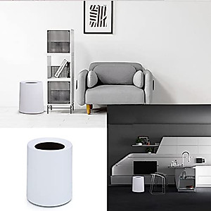 BESTonZON Stainless Steel Litter Box L Household Frosted Bathroom Office Wastebasket Room Colour White Bedroom Plain Waste for Can Garbage Trash Open Living Bin Stainless Steel Container
