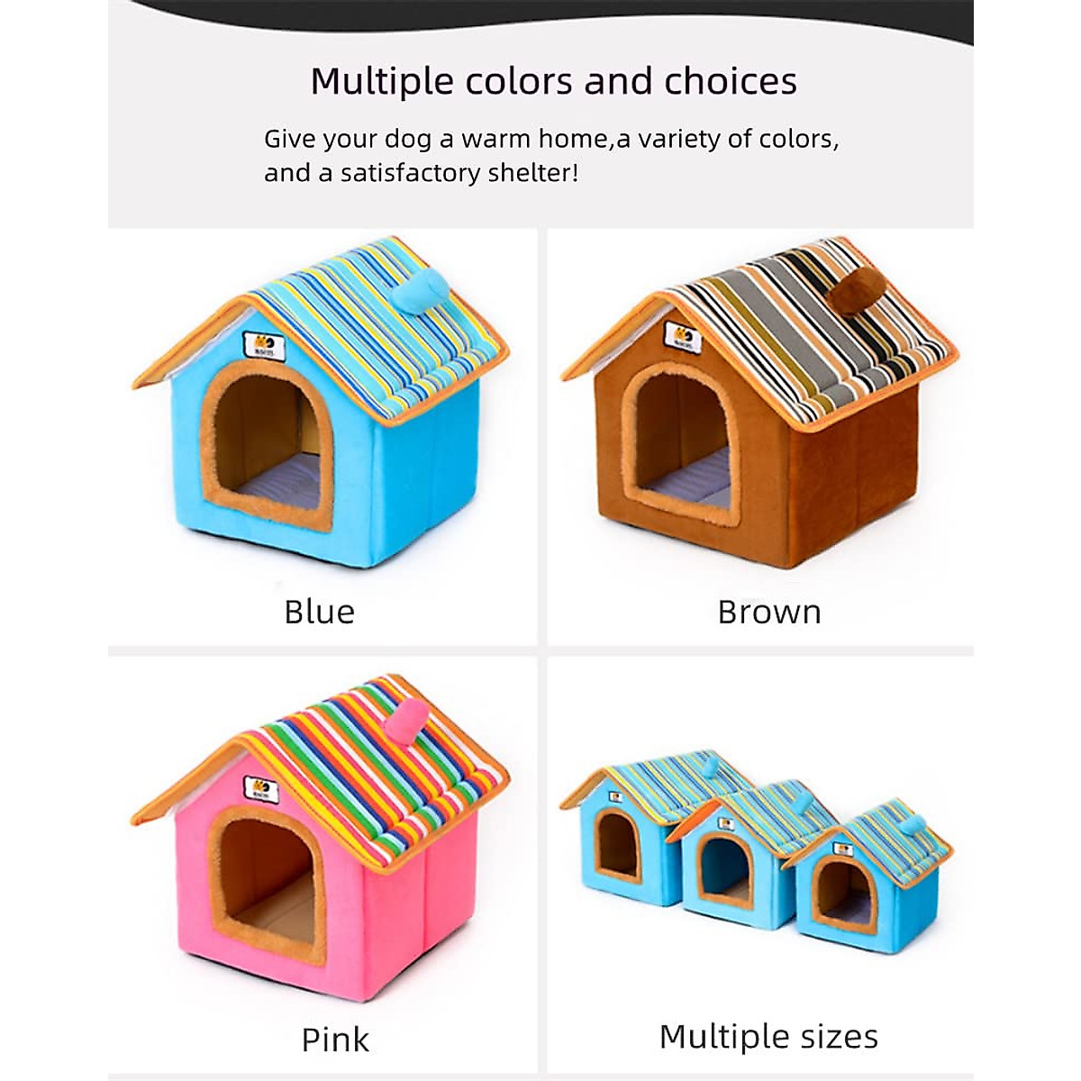 SHIZLIN Warm and Comfortable Dog Cat House Removable and Washable Dogs Cats Cave Plush Dog Cat Bed(Pink,Medium)