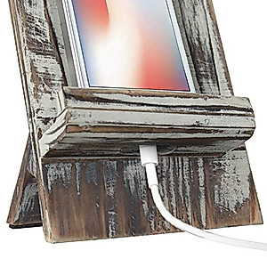 MyGift Torched Wood Cell Phone Stand - Universal Smartphone Dock Charging Stand, Desktop Cradle Fits 4 to 8-Inch Phones