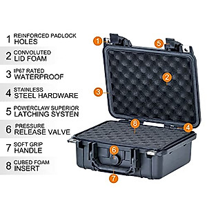 MEIJIA Portable All Weather IP67 Waterproof Protective Case,Hard Camera Case,Dry Case with Customizable Foam,Fit Use Of Drones,Camera,Equipments,10.62 x9.68x4.87inches,Elegant Black