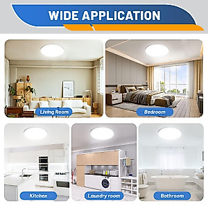 Allsmartlife LED Flush Mount Ceiling Light Fixture, 12inch 24W 2880lm CCT 3000K/4000K/6500K Thin Round Flat Panel Light Surface Mount for Kitchen, Bedroom, Laundry. Dimmable Ceiling Lamp