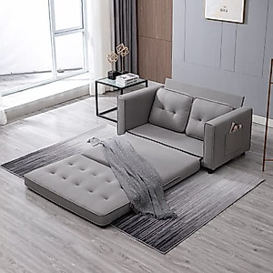 BALUS Convertible 3-in-1 Folding Sofa Bed, Loveseat Sleeper Cot, 84" Tri-Fold Multi-Function Modern Breathable Couch, Folding Mattress for Guests, Futon for Living Room, Floor Sofa Bed(Light Grey)