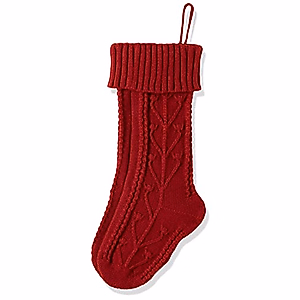 Bellivera Christmas Stockings 3 Pack Large Size Cable Knitted Xmas Stockings 18 inch Personalized Heart Red & White & Green Hanging Stockings Set for Christmas Decorations
