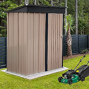 Polar Aurora 5 x 3 FT Outdoor Metal Storage Shed, Steel Garden Shed with Single Lockable Door, Tool Storage Shed for Backyard, Patio & Lawn (5 * 3 ft)