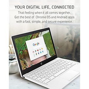 HP Chromebook 11 Laptop, MediaTek MT8183, 4 GB RAM, 64 GB eMMC, 11.6" HD Touchscreen, Chrome OS, Long Battery Life, USB-C Port, Custom-Tuned Speakers, Lightweight (11a-na0110nr, 2022, Snow White)