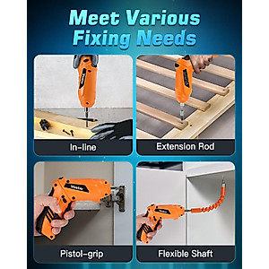 Vastar Cordless Electric Screwdriver Set, 48Pcs 3.7V Rechargeable Screwdriver Kit, Dual Position Handle, Battery Indicator, Flexible Shaft, LED Light