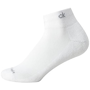 Calvin Klein Women's Athletic Sock - Cushion Quarter Cut Ankle Socks (6 Pack), Size 4-10, White