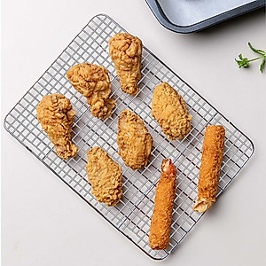 UOUYOO Cooling Rack for Baking, Set of 2 Stainless Steel, 16x10 Inches Baking Rack Oven Safe Grid Wire Racks for Roasting, Grilling, and Drying, Oven Safe and Dishwasher Friendly