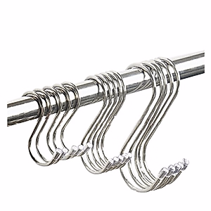 S Shaped Hooks Stainless Steel Metal Rubber Caps Head Hanging Hangers Hooks for Home Kitchen Bathroom Bedroom Office, 30 Pack 3 Sizes (S+M+L, Each 10 Pack）