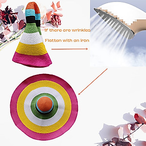 Oversized Beach Hat Women, Summer Vacation Extra Large Wide Brim Packable Floppy Big Sun Straw Hats for Women Foldable, Colorful