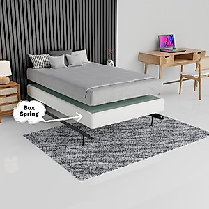 Greaton, 4.5-Inch Sturdy Box Spring for Mattress Support-Durable and Easy to Assemble Natural Wood Foundation for Queen, White