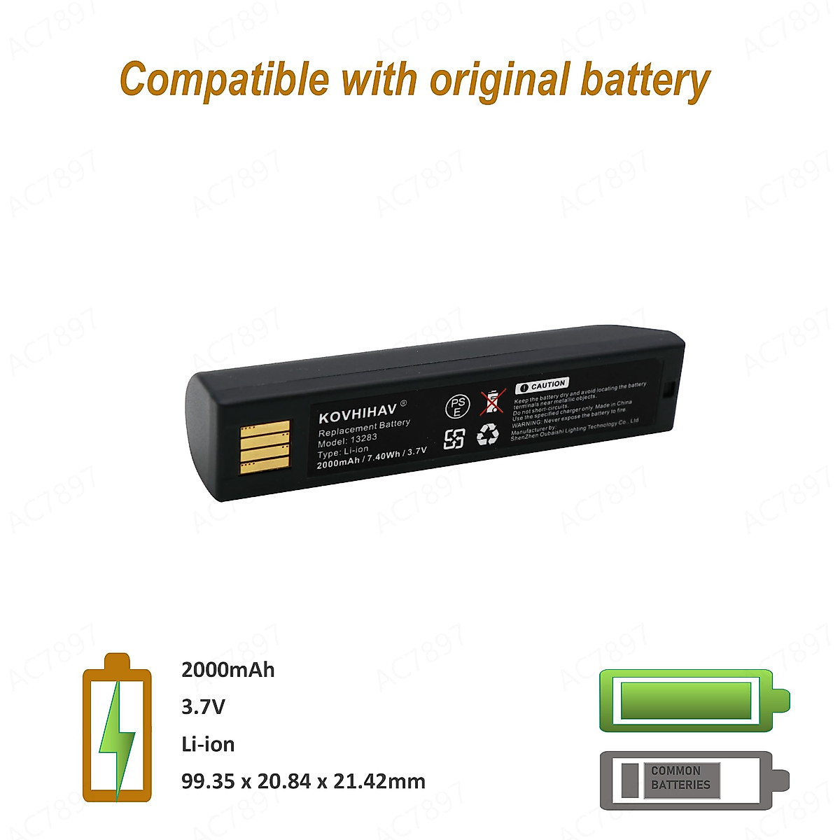 2000mAh Replacement Battery for Honeywell 3820 3820i 4820 4820i 5620 4620 Xenon 3820 Xenon 3820i Xenon 4820 100000495 S-L-0526-E 013283