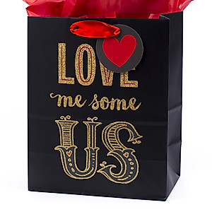 Hallmark Mahogany 9" Medium Gift Bag with Tissue Paper (Love Me Some Us) for Anniversary, Valentines Day and More