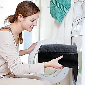 Betus U-Shaped Contour Memory Foam Toilet Mat - Non-Slip Backing, Water Absorbent, Machine Washable, Super Cozy - Luxurious Velvet Comfort Washroom Rug - 16"x24" (Black)