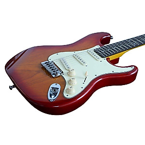 Monoprice Indio Series 6 String Solid-Body Electric Guitar, Right, Cherry Red Burst (610192)