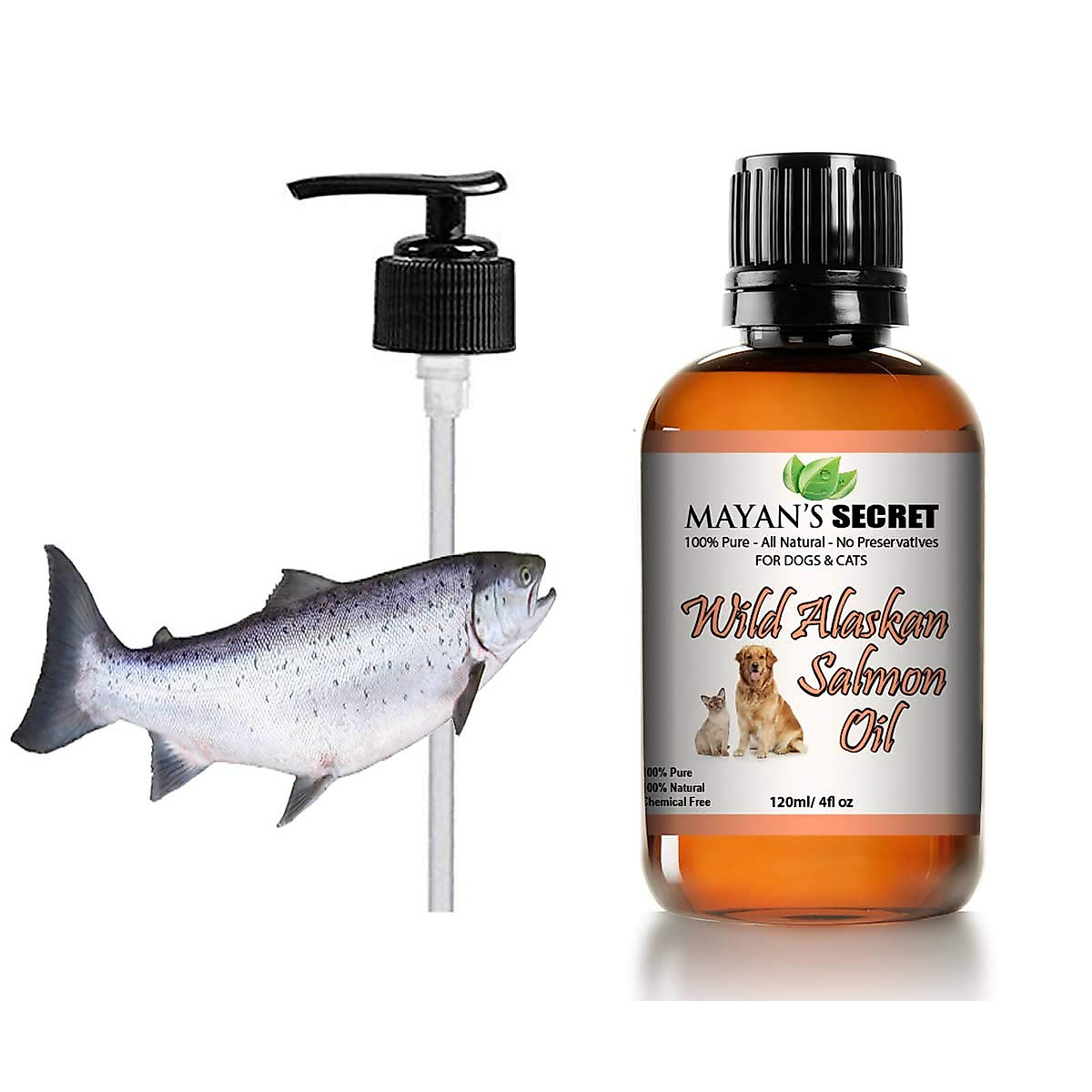 Pure Wild Alaskan Salmon Oil for Dogs & Cats - Supports Joint Function, Immune & Heart Health - Omega 3 Liquid Food Supplement for Pets - All Natural EPA + DHA Fatty Acids for Skin & Coat