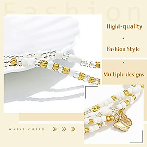 Beads Waist Bikini Chain Gold Boho Butterfly Belly Chains Layered Body Chain Beach Tassel Stretchy Stomach Jewelry for Women