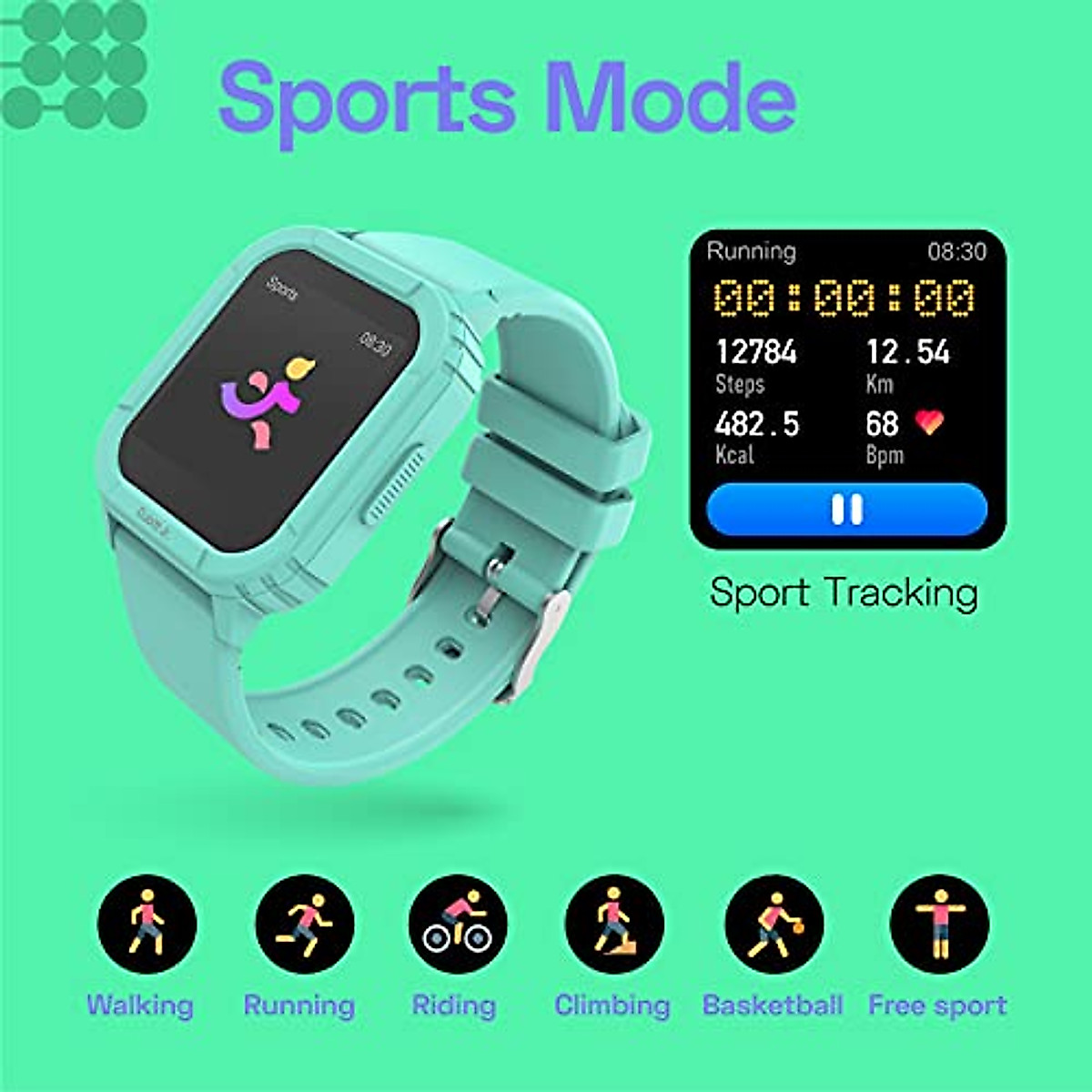 Cubitt Jr Smart Watch Fitness Tracker for Kids and Teens, with 24h Body Temperature, Games, Step Counter, Sleep Monitor, Heart Rate Monitor, Activity Tracker, 1.4" Touch Screen, Waterproof