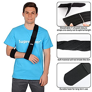 supregear Arm Sling, Adjustable Arm Support Strap, Lightweight Shoulder Immobilizer for Injured Arm Elbow, Broken Collarbone, Torn Rotator Cuff, Dislocation or AC Separation, Left Right, Men Women