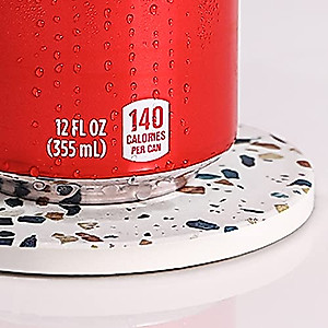 LIFVER Coasters for Drinks, Absorbent Coasters with Holder Set of 6, Avoid Furniture Being Scratched and Soiled, Housewarming Gift for Home Decor, 4 inches -2 Terrazzo Pattern