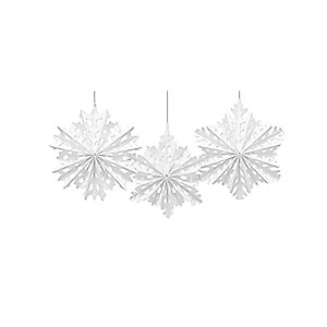 amscan 290956 Snowflake Hanging Paper Fan 3 pcs Christmas Decoration