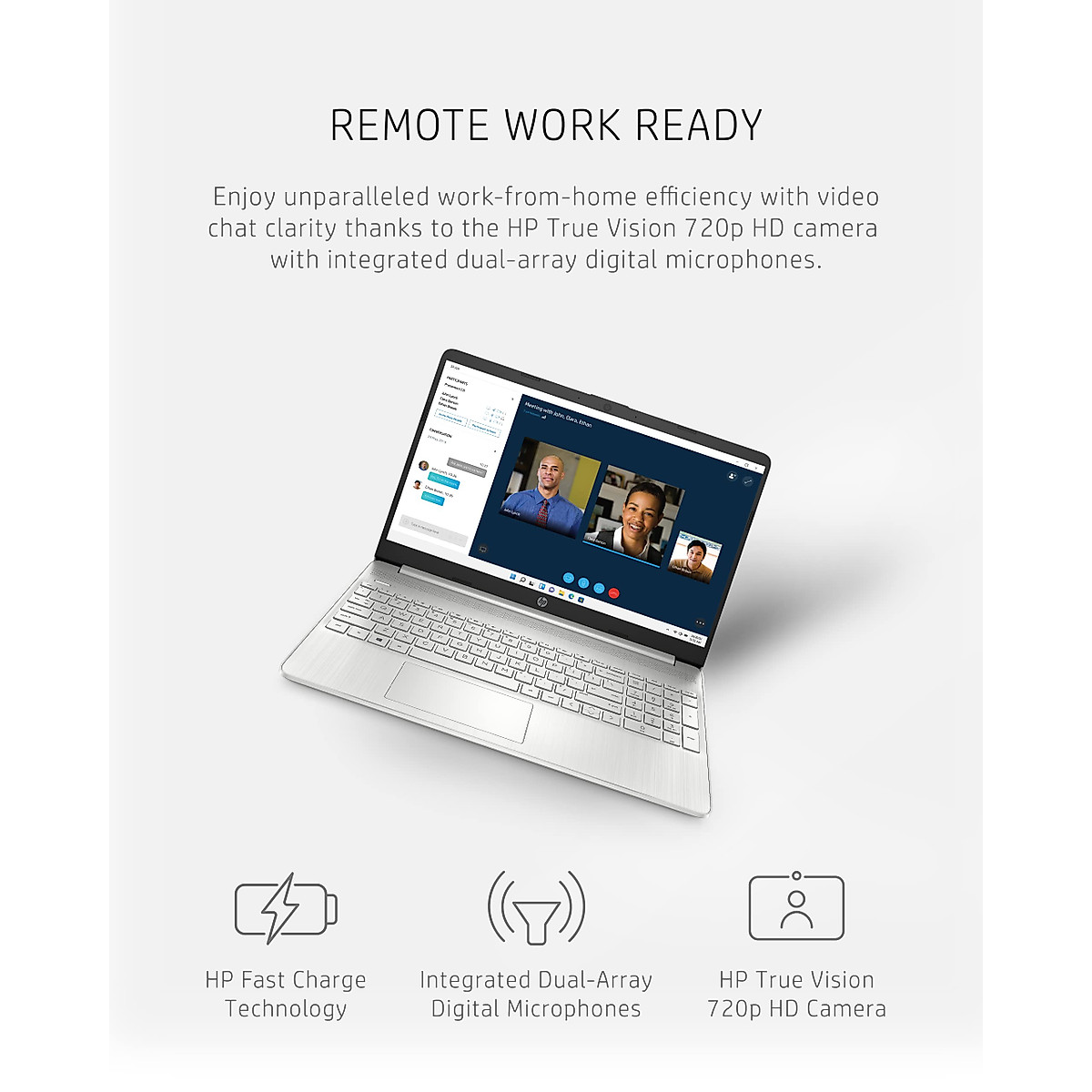 HP 2023 15.6-inch HD Micro-Edge Laptop, AMD Ryzen 3-3250U Processor, 16GB RAM, 1TB SSD Storage, Windows 11 Home, Long-Lasting Battery, Fast Charge, 720p Webcam, Natural Silver