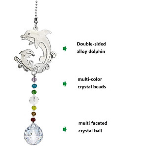 Persofine Window Hanging Suncatcher with Crystal, dolphin Crystal Sun Catcher Hanging Rainbow Maker Ornament for garden corridors and Home Decoration (dolphin)