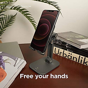 elago M5 Adjustable Phone Stand – Cell Phone Holder for Desk Compatible with iPhone 12 (5.7, 6.1, 6.7) and Compatible with All iPhone Models, All Smartphones (Black)