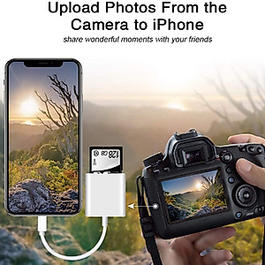 2 Pack-SD Card Reader for iPhone iPad Camera, 2 in 1 Lightning to SD & TF Card Reader Adapter Portable Micro SD Card Reader for iPhone 14/13/12/11/X/XR/8/7/iPad, No Application Required,Plug and Play