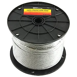 Forney 70453 Wire Rope, Vinyl Coated Aircraft Cable, 250-Feet-by-3/16-Inch thru 1/4-Inch