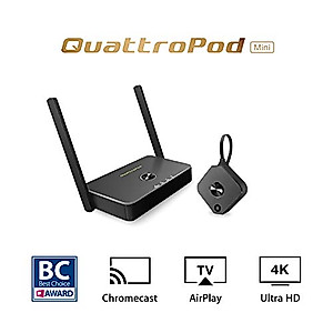 QuattroPod Mini | 5G WiFi Wireless Presentation Facility HDMI Transmitter & Receiver for Streaming 4K from Laptop, PC, Smartphone to HDTV/Projector (1T1R) [2022 OTA Update]