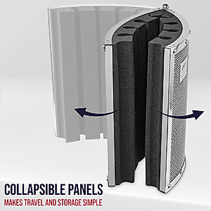 LyxPro VRI-30 Sound Absorbing and Vocal Booth Recording Microphone Isolation Shield Panel for Home Office and Studio Portable & Foldable Stand Mount Adjustable