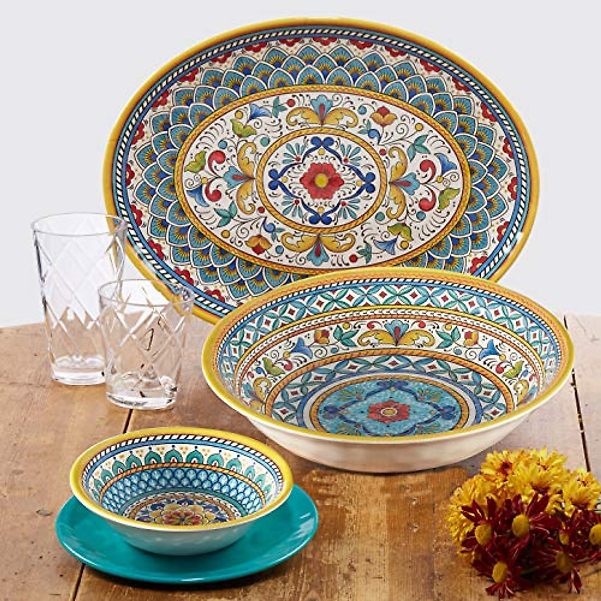 Certified International Portofino 11" Melamine Dinner Plate, Set of 6, Multi Colored