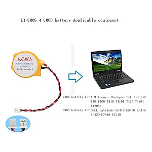 LJCELL CMOS Battery for Dell Latitude E5440 E5450 E6440 E6420 E7440 E7240,CMOS battery for Dell AlienWare M11x R1 R2 Area-51 M9700 M9750 laptop BIOS RTC CR2032 Battery with 2 Wire Cable and connector.