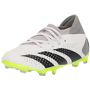 adidas Predator Accuracy.3 Firm Ground Sneaker, White/Core Black/Lucid Lemon, 5.5 US Unisex Big Kid