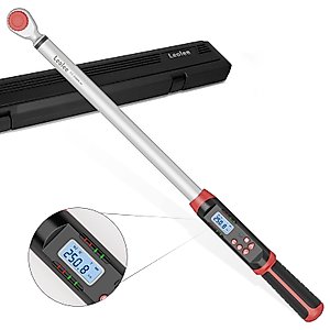 Leolee 1/2-Inch Drive Digital Torque Wrench with Angle, 12.5-250.8 ft-lb/17-340 Nm, Electronic Torque Wrench with Preset Value, Data Storage, Buzzer, LED Flash Notification for Motorcycle, Car