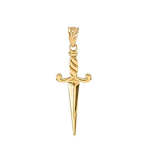 10k Yellow Gold 1-1/2" Polished Twisted Dagger Knife Charm Pendant