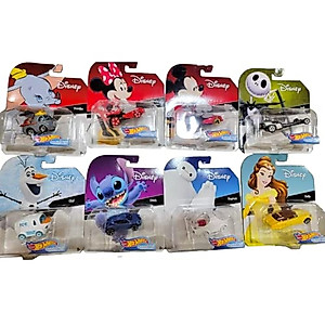 Hot Wheels Disney Character Cars Complete Set of 8 from GCK28-999F Release Diecasst Bundle