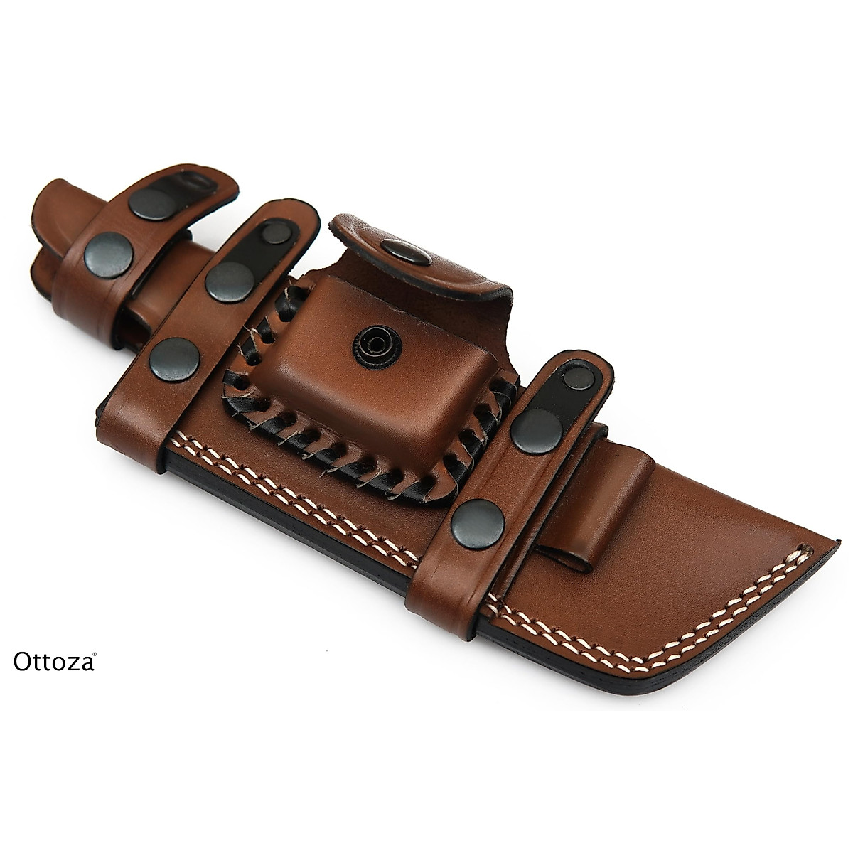 Ottoza TOP GRAIN Leather Knife Sheaths for Fixed Blade Knives, LEFT HAND Leather Knife Sheath for Belt, Leather Knife Holster Belt Knife Holder, Horizontal Knife Sheath for Belt No:65
