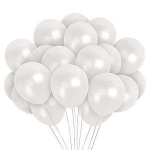 Treasures Gifted Metallic White Balloons - Pearlized White Balloons - Globos Blancos, Big White Balloons 12 Inch - White Latex Balloons, Large White Balloons - Pack of 36 Balloons