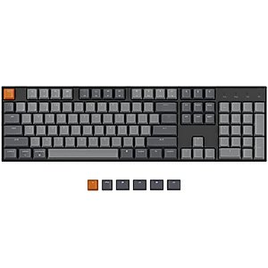 Keychron K10 Wireless Bluetooth/USB Wired Gaming Mechanical Keyboard, Hot-swappable Full Size Layout 104 Keys White Backlight N-Key Rollover for Mac Windows, Gateron G Pro Blue Switch