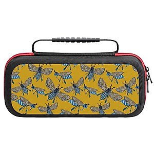 FunnyStar Fashion Bees Carrying Case Protective Shell Handbag for Nintendo Switch with 20 Game Card Bag