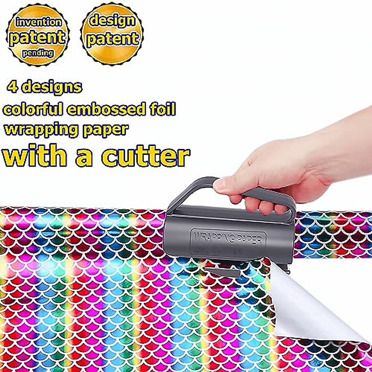 THMORT Mermaid Wrapping Paper Roll with a Cutter Kit for Girls&Boys,Kids Birthday Adults, Princess Pink Barbies 17 Inch X 120 Inch Gift Wrapping Paper Colorful Rainbow Happy Birthday wrapper.